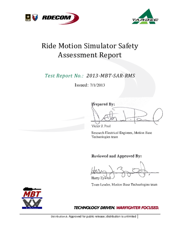(PDF) Ride Motion Simulator Safety Assessment Report