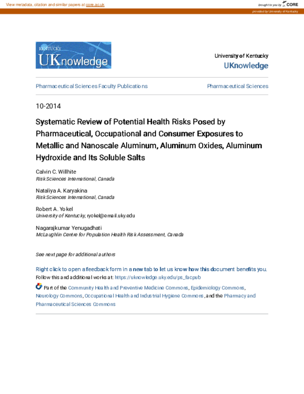 (PDF) Systematic review of potential health risks posed by ...