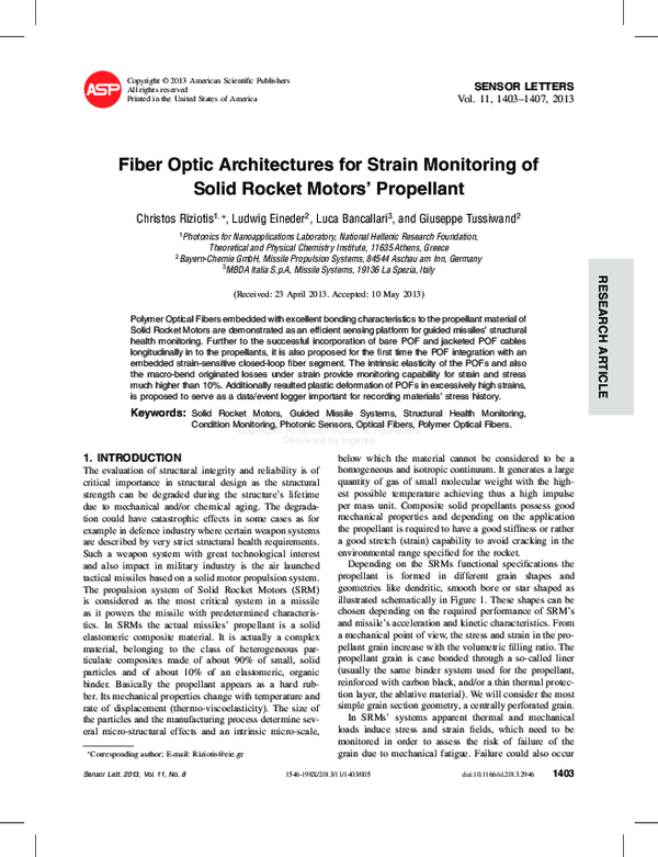 (PDF) Fiber Optic Architectures for Strain Monitoring of Solid Rocket ...