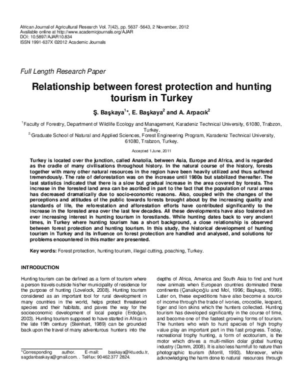 (PDF) Relationship between forest protection and hunting tourism in Turkey