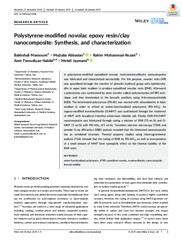 (PDF) Polystyrene‐modified novolac epoxy resin/clay nanocomposite ...