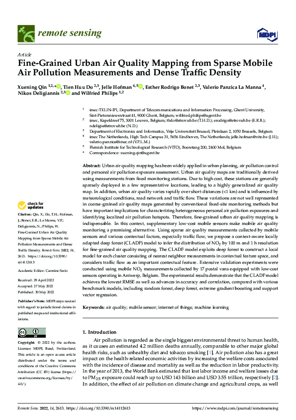 Pdf Fine Grained Urban Air Quality Mapping From Sparse Mobile Air Pollution Measurements And