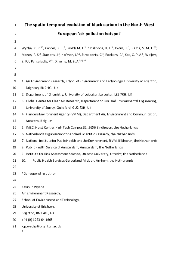 (PDF) The spatio-temporal evolution of black carbon in the North-West ...