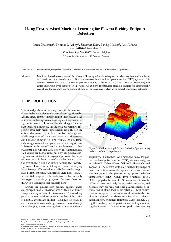 Pdf Using Unsupervised Machine Learning For Plasma Etching Endpoint Detection