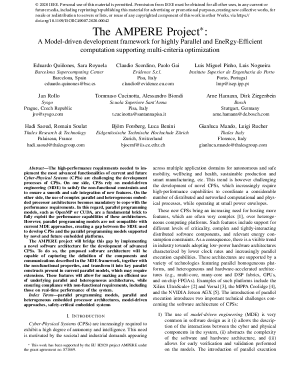 Pdf The Ampere Project A Model Driven Development Framework For Highly Parallel And Energy