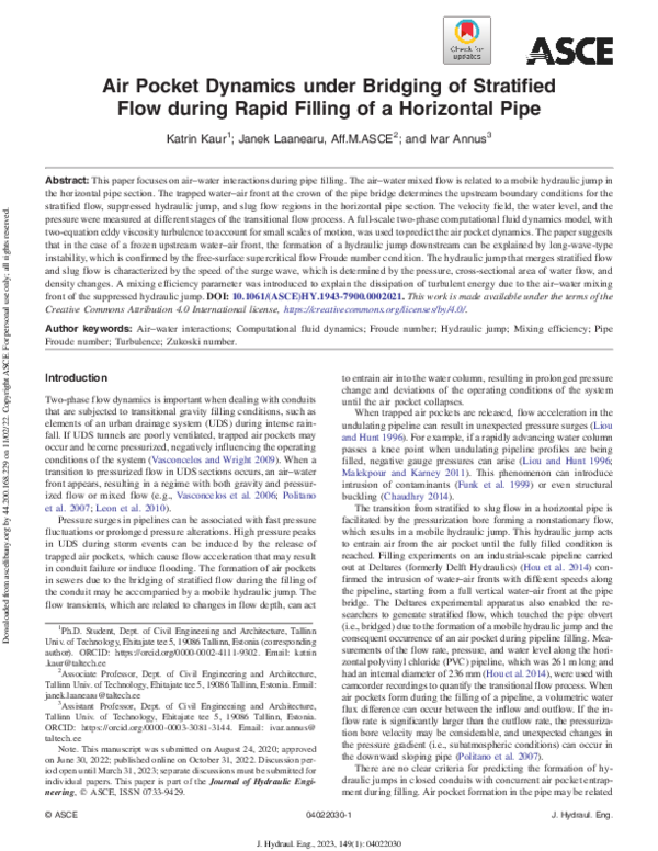 (PDF) Air Pocket Dynamics under Bridging of Stratified Flow during ...