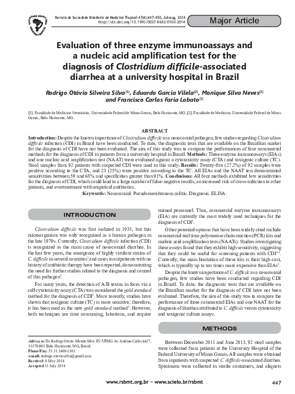 (PDF) Evaluation of three enzyme immunoassays and a nucleic acid ...