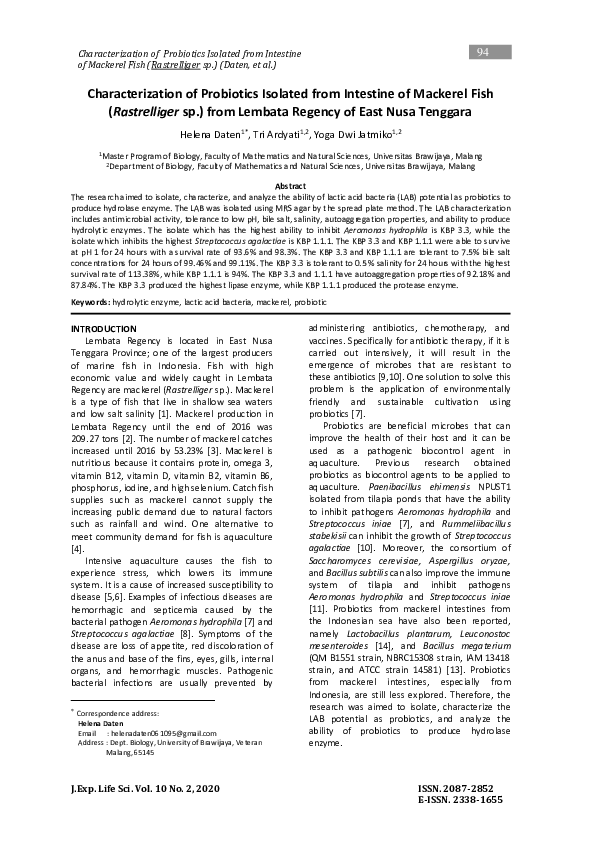 (PDF) Characterization of Probiotics Isolated from Intestine of ...