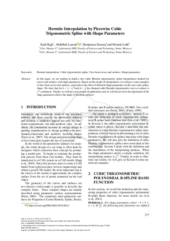 (PDF) Hermite Interpolation by Piecewise Cubic Trigonometric Spline with Shape Parameters