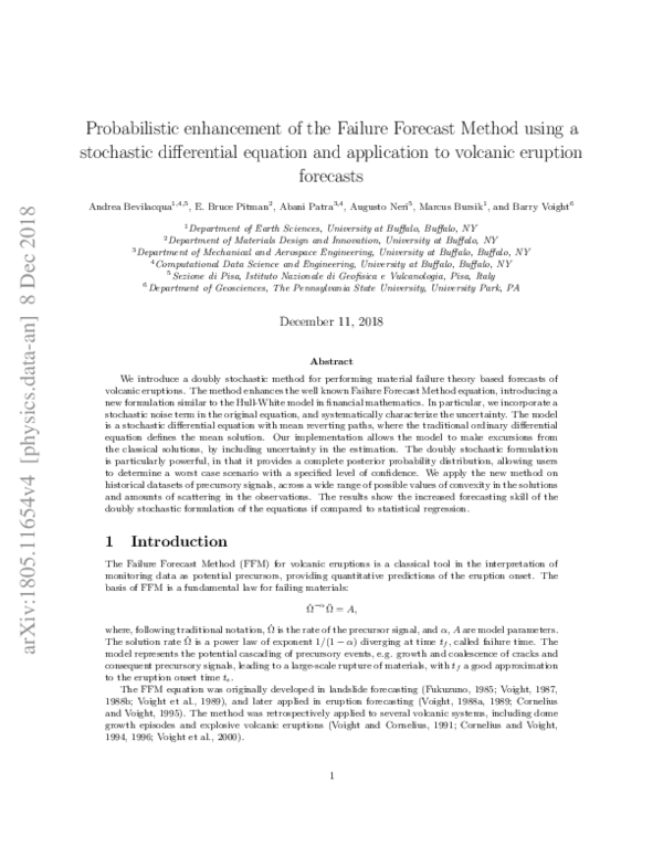 (PDF) Probabilistic Enhancement of the Failure Forecast Method Using a Stochastic Differential ...