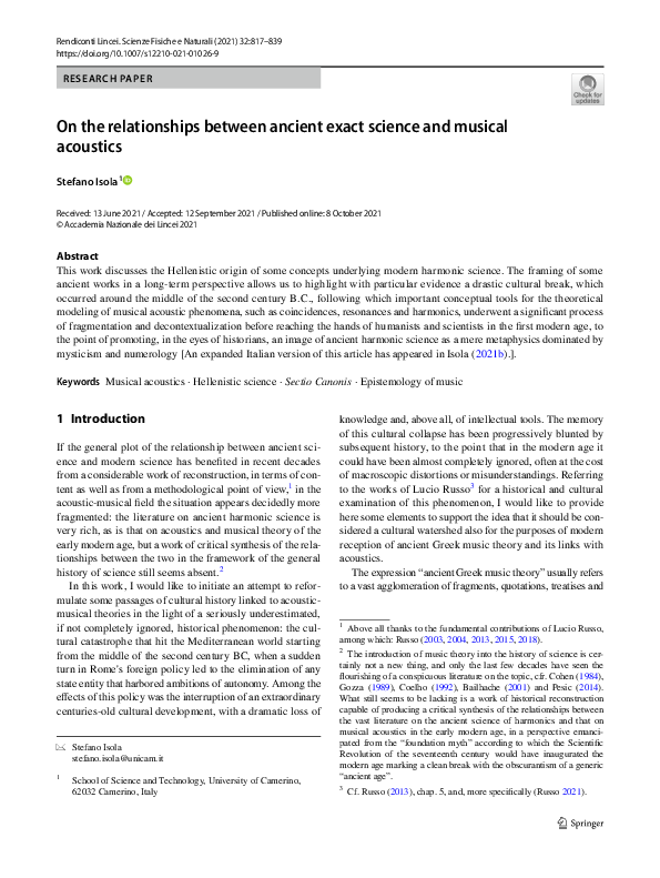 (PDF) On the relationships between ancient exact science and musical ...