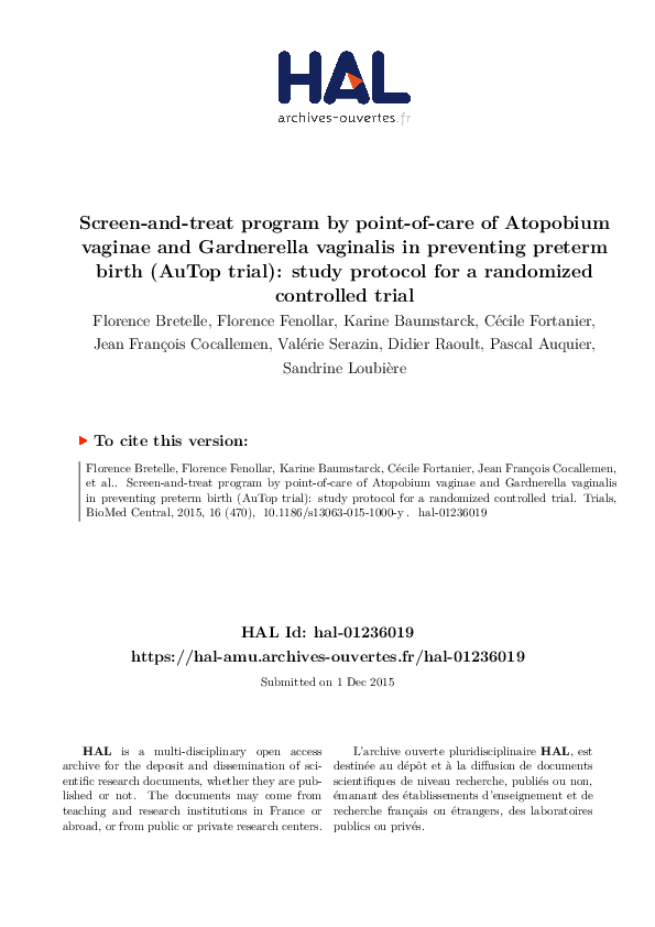 (PDF) Screen-and-treat program by point-of-care of Atopobium vaginae ...