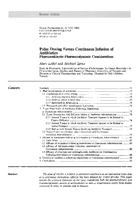 (PDF) Pulse Dosing Versus Continuous Infusion of Antibiotics