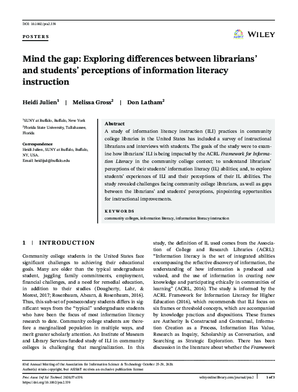 (PDF) Mind the gap: Exploring differences between librarians’ and ...