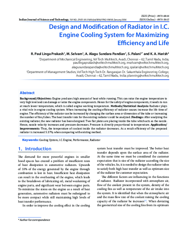 (PDF) Design and Modification of Radiator in I.C. Engine Cooling System ...