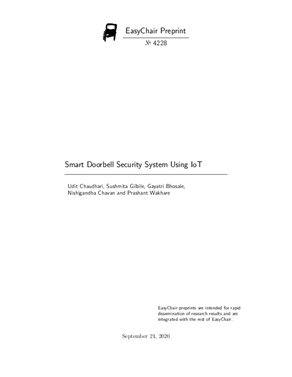 (PDF) Smart Doorbell Security System Using IoT