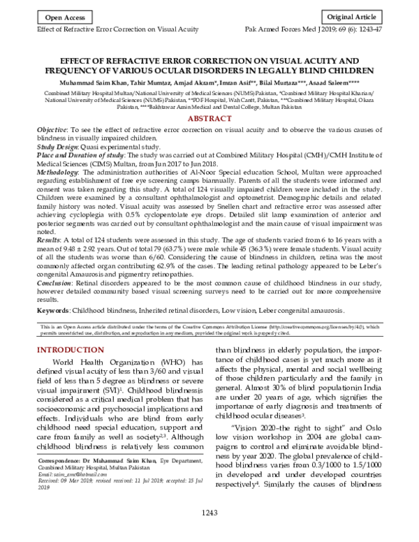 (PDF) Effect of Refractive Error Correction on Visual Acuity and ...