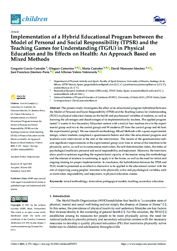 (PDF) Implementation of a Hybrid Educational Program between the Model ...