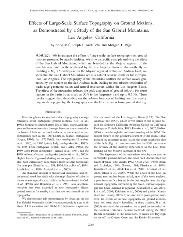 (PDF) Effects of Large-Scale Surface Topography on Ground Motions, as ...