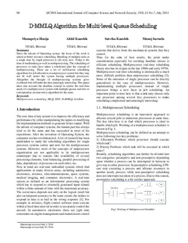 (PDF) D-MMLQ Algorithm for Multi-level Queue Scheduling (PDF) D-MMLQ Algorithm for Multi-level Queue Scheduling