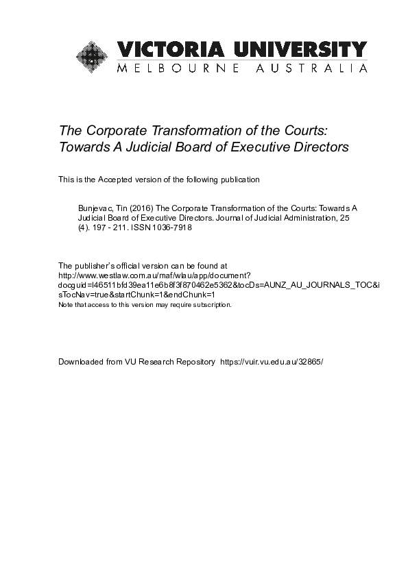 (PDF) The Corporate Transformation of the Courts: Towards A Judicial ...