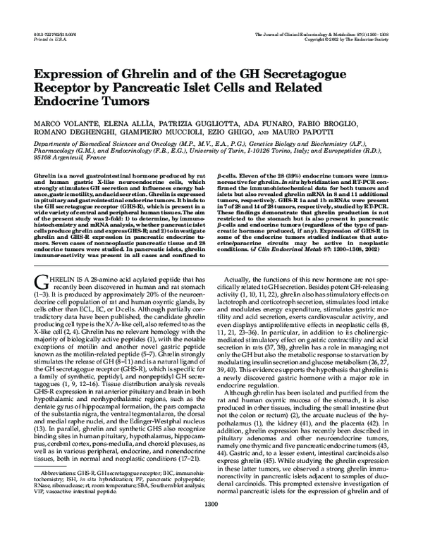 (PDF) Expression of Ghrelin and of the GH Secretagogue Receptor by ...