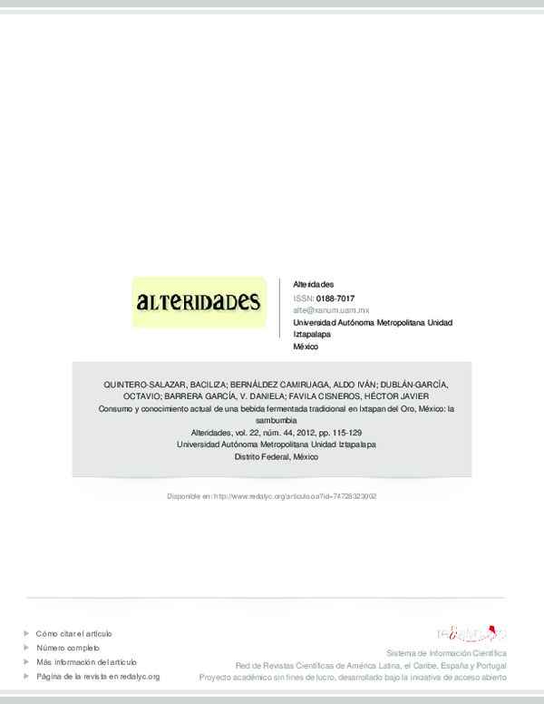 (PDF) Consumo y conocimiento actual de una bebida fermentada ...
