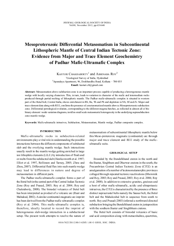 (PDF) Mesoproterozoic differential metasomatism in subcontinental ...