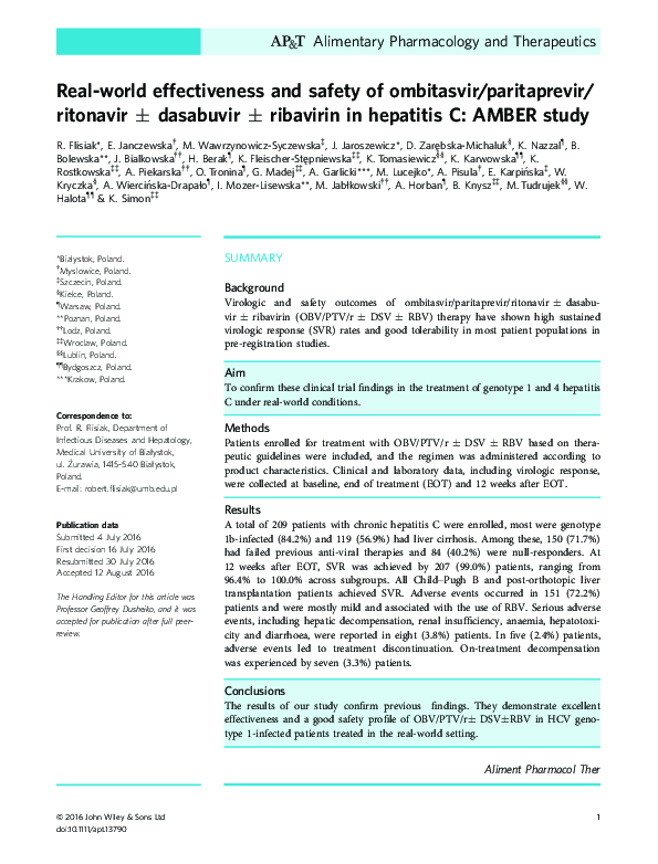 (PDF) Real-world effectiveness and safety of ombitasvir/paritaprevir ...