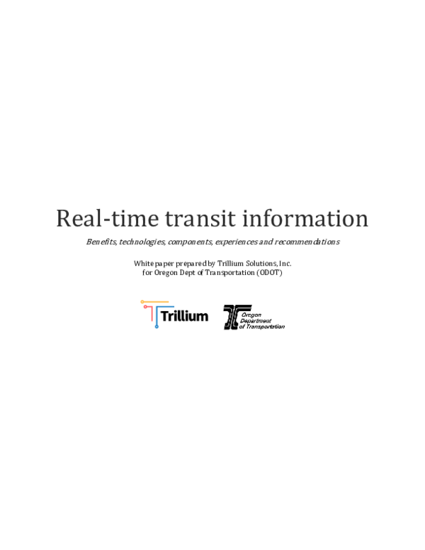 (PDF) Real-time Transit Information: Benefits, Technologies, Components ...