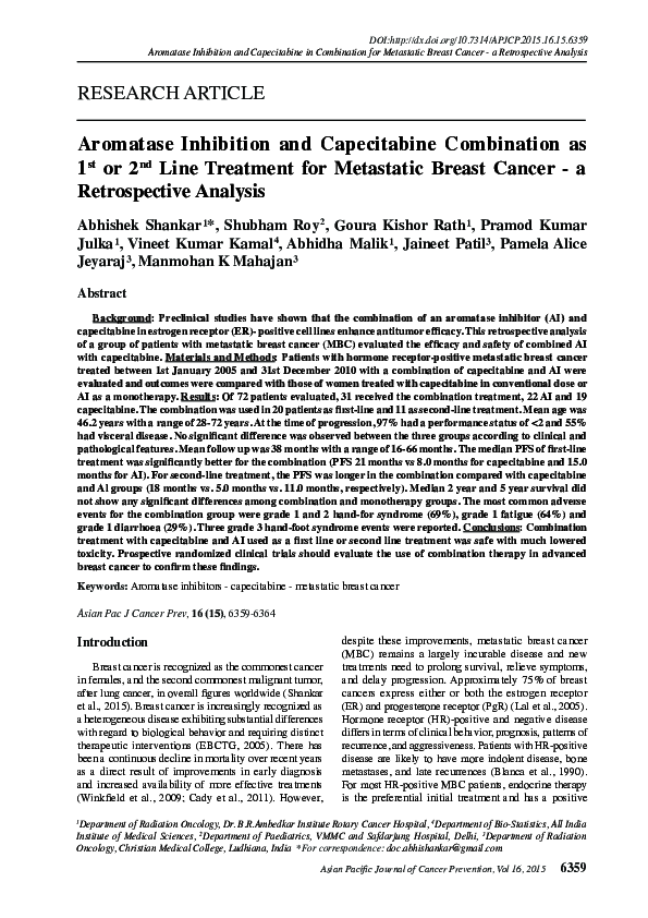 (PDF) Aromatase Inhibition and Capecitabine Combination as 1stor 2ndLine Treatment for ...