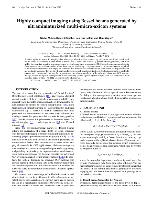 (PDF) Highly compact imaging using Bessel beams generated by ultraminiaturized multi-micro ...