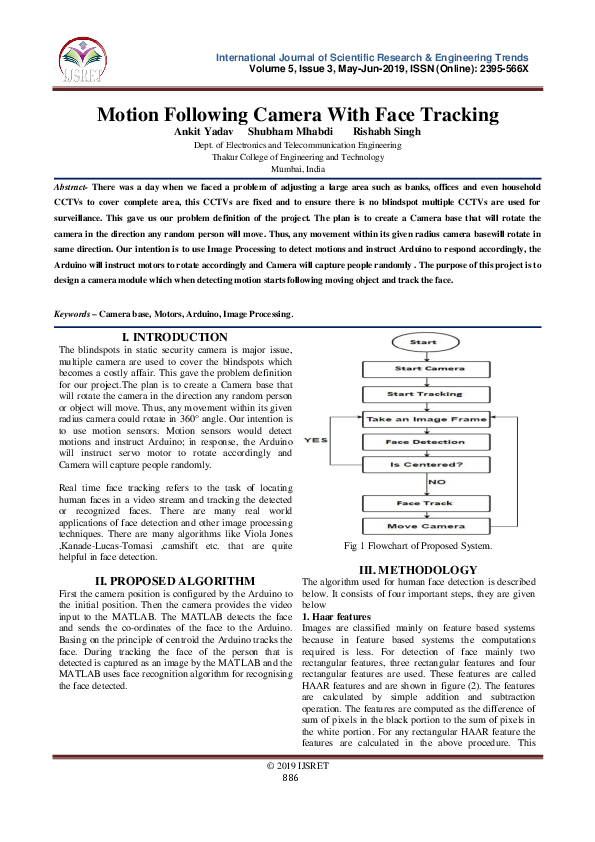 (PDF) Motion Following Camera With Face Tracking