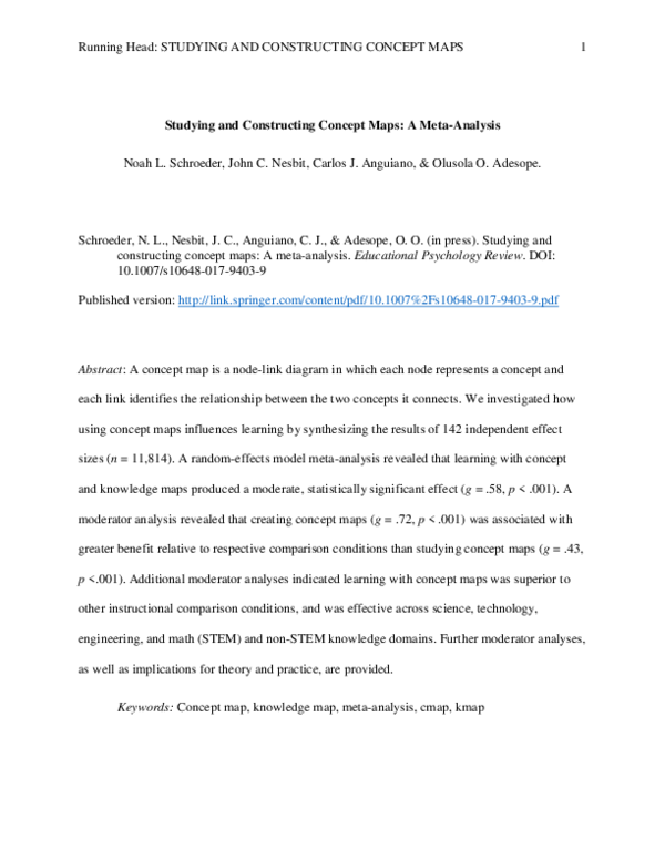 (PDF) Studying and Constructing Concept Maps: a Meta-Analysis