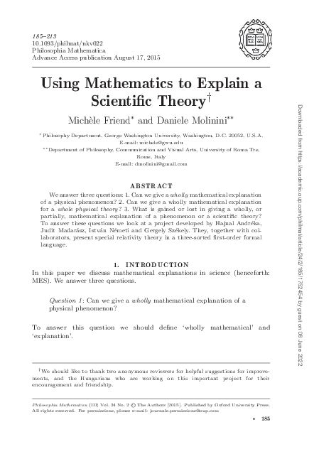 (PDF) Using Mathematics to Explain a Scientific Theory