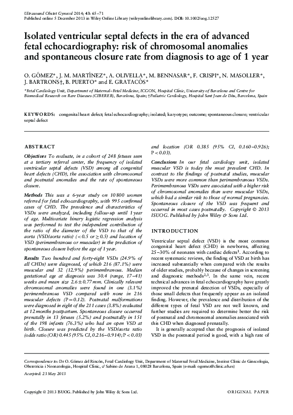 (PDF) Isolated ventricular septal defects in the era of advanced fetal ...