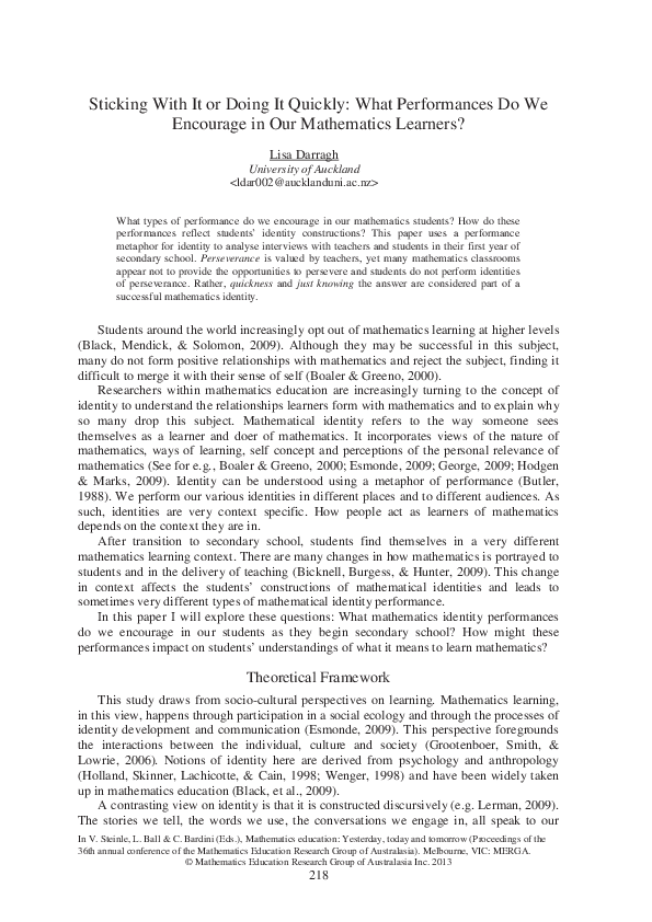 (PDF) Sticking with it or doing it quickly: What performances do we ...