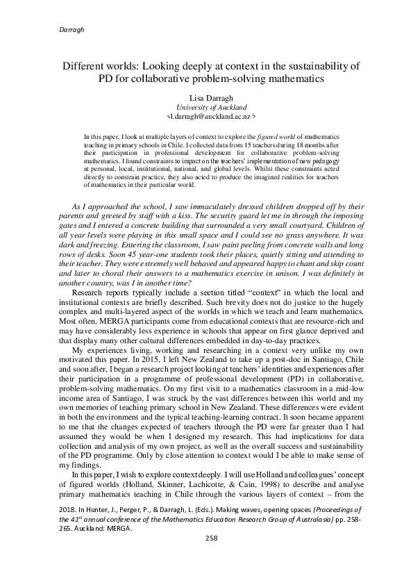 (PDF) Different Worlds: Looking Deeply at Context in the Sustainability of PD for Collaborative ...