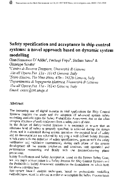 (PDF) Safety Specification And Acceptance In Ship ControlSystems: A ...