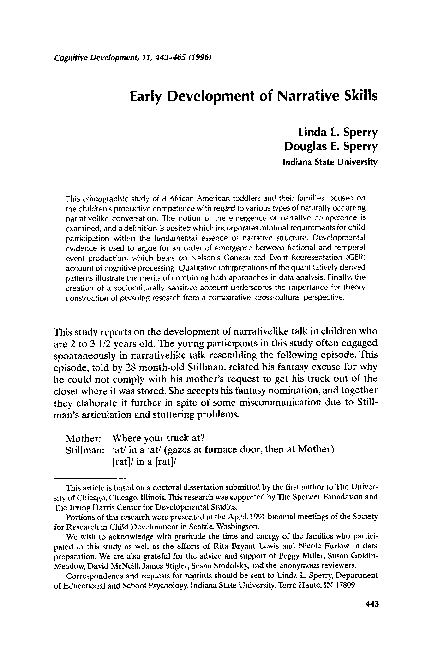 (PDF) Early development of narrative skills