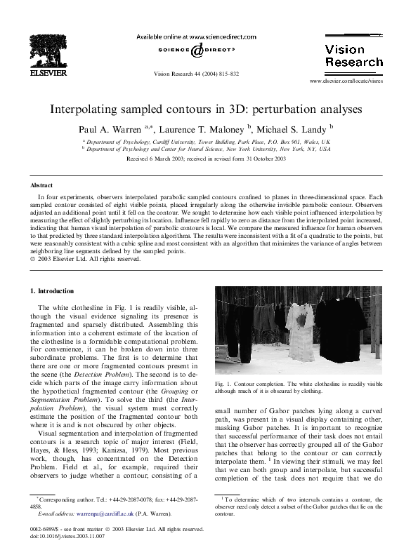 (PDF) Interpolating sampled contours in 3D: perturbation analyses
