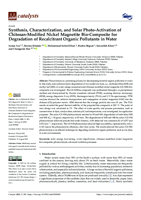 (PDF) Synthesis, Characterization, and Solar Photo-Activation of Chitosan-Modified Nickel ...
