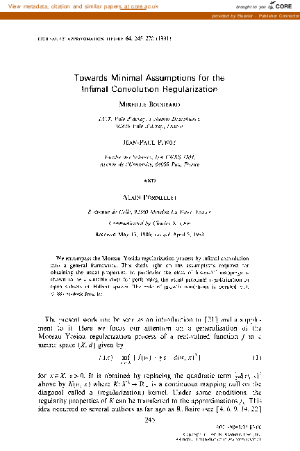 (PDF) Towards minimal assumptions for the infimal convolution regularization