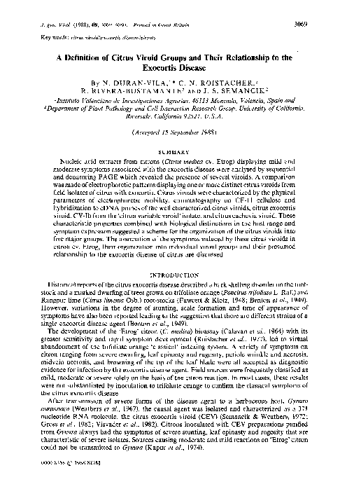 (PDF) A Definition of Citrus Viroid Groups and Their Relationship to ...