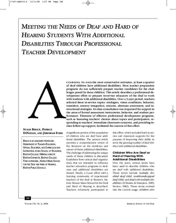 (PDF) Meeting the Needs of Deaf and Hard of Hearing Students with ...