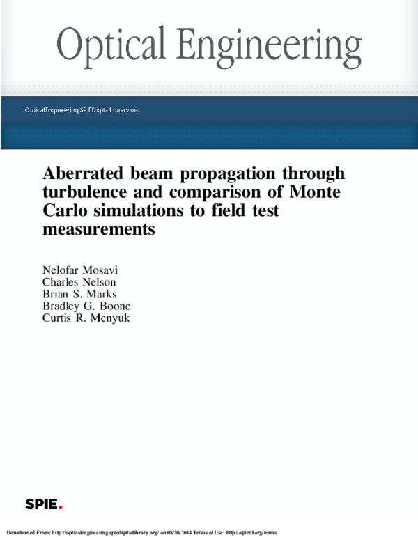 (PDF) Aberrated beam propagation through turbulence and comparison of Monte Carlo simulations to ...