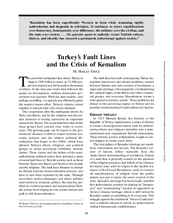 (PDF) Turkey's Fault Lines and the Crisis of Kemalism