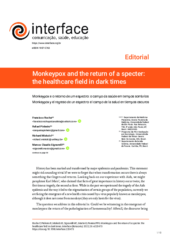 (PDF) Monkeypox and the return of a specter: the healthcare field in ...