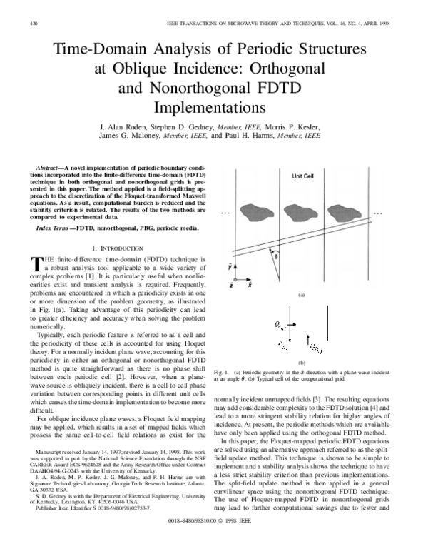 (PDF) Time-domain analysis of periodic structures at oblique incidence: orthogonal and ...