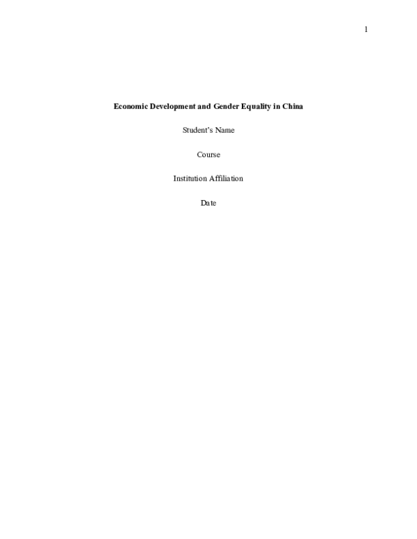 (DOC) Gender Equality in China